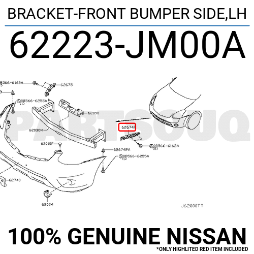 62223JM00A Genuine Nissan BRACKET-FRONT BUMPER SIDE,LH 62223-JM00A | eBay