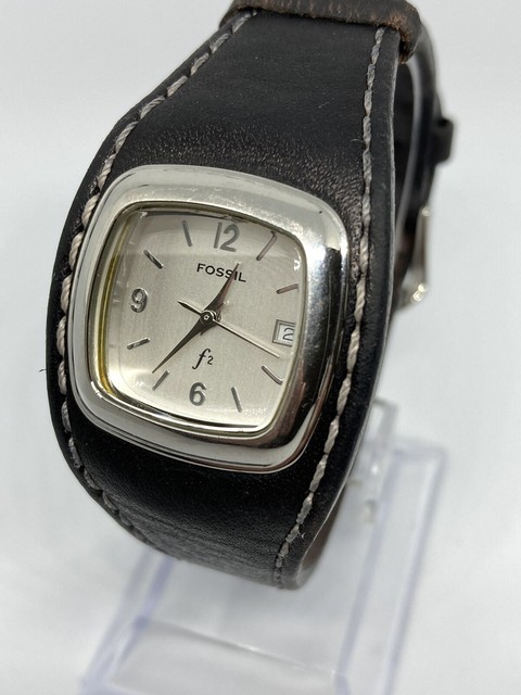 Fossil F2 Es-9732 Leather Ladies Watch W/ SQ Silver Tone Face for sale ...