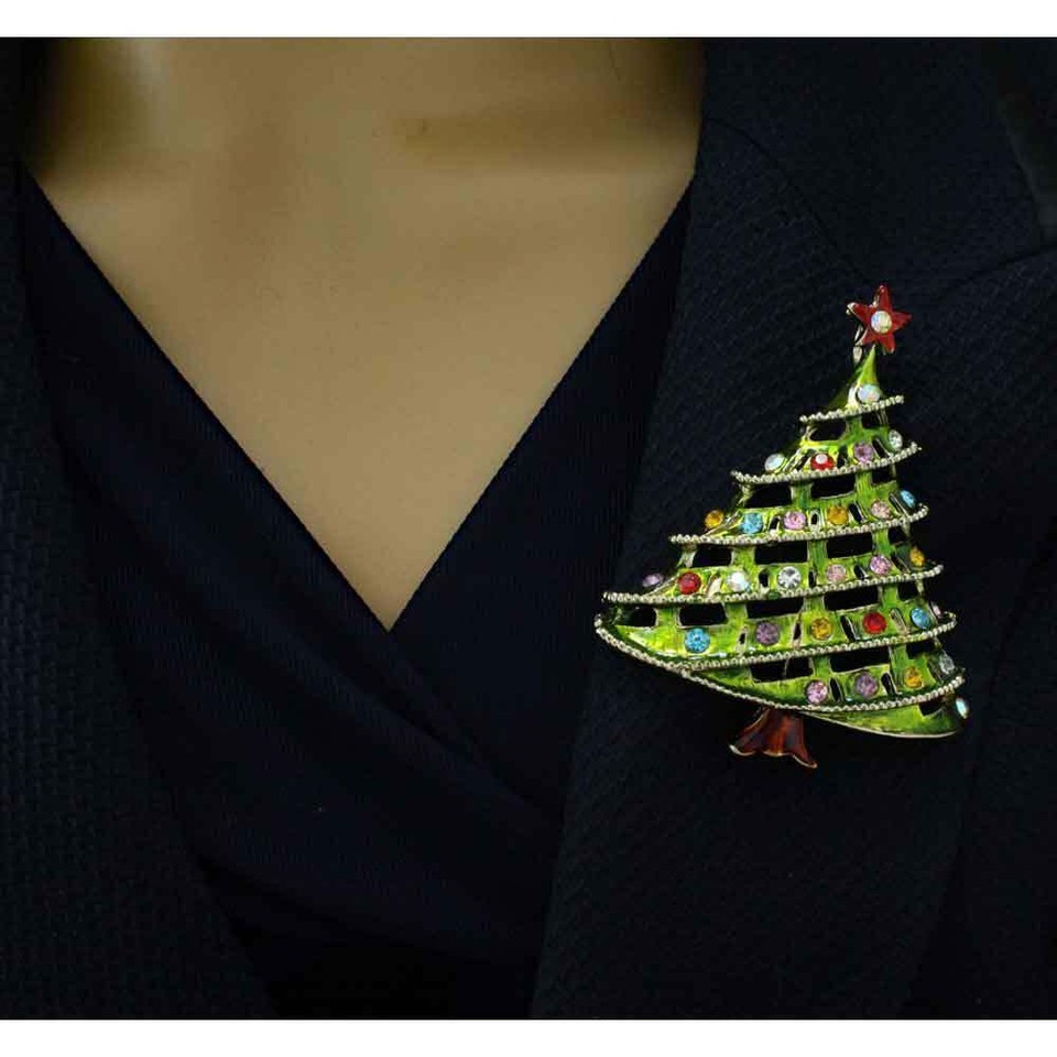 Large Light Green Christmas Tree Brooch Pin - XP132 | eBay