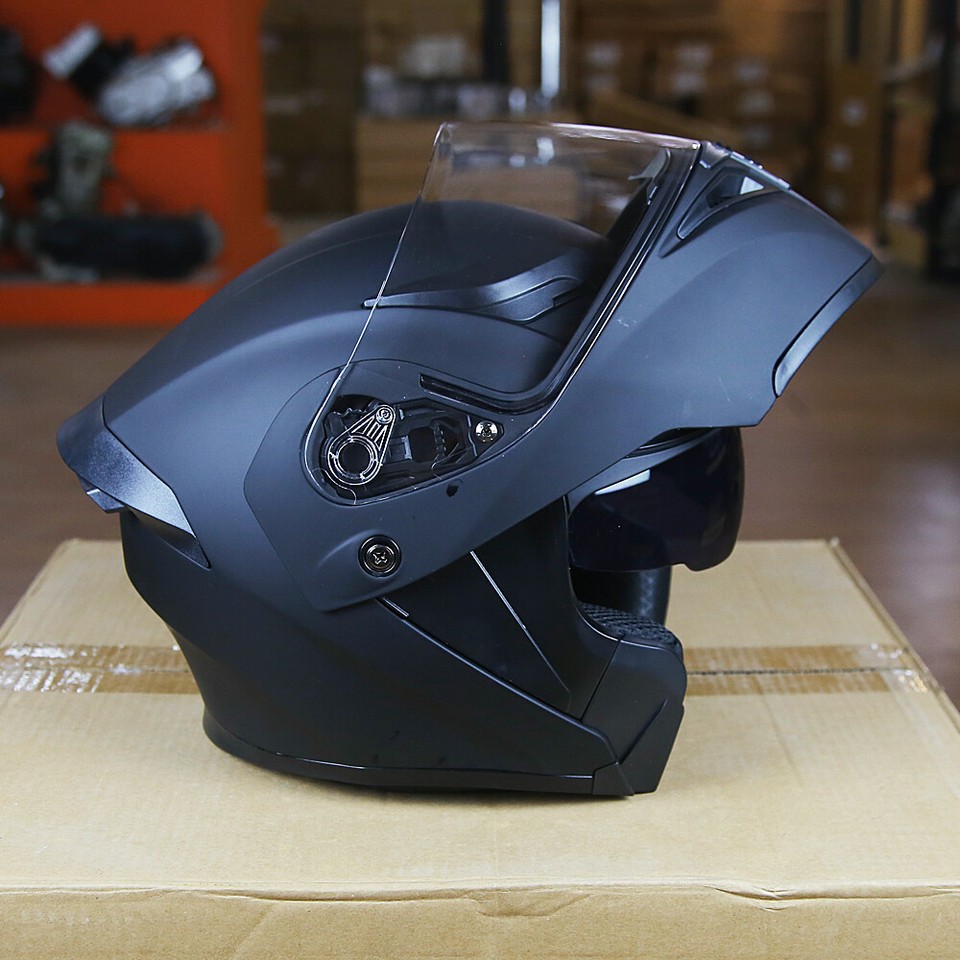 DOT LED Light Flip up Modular Dual Visors Full Face Motorcycle Helmet ...