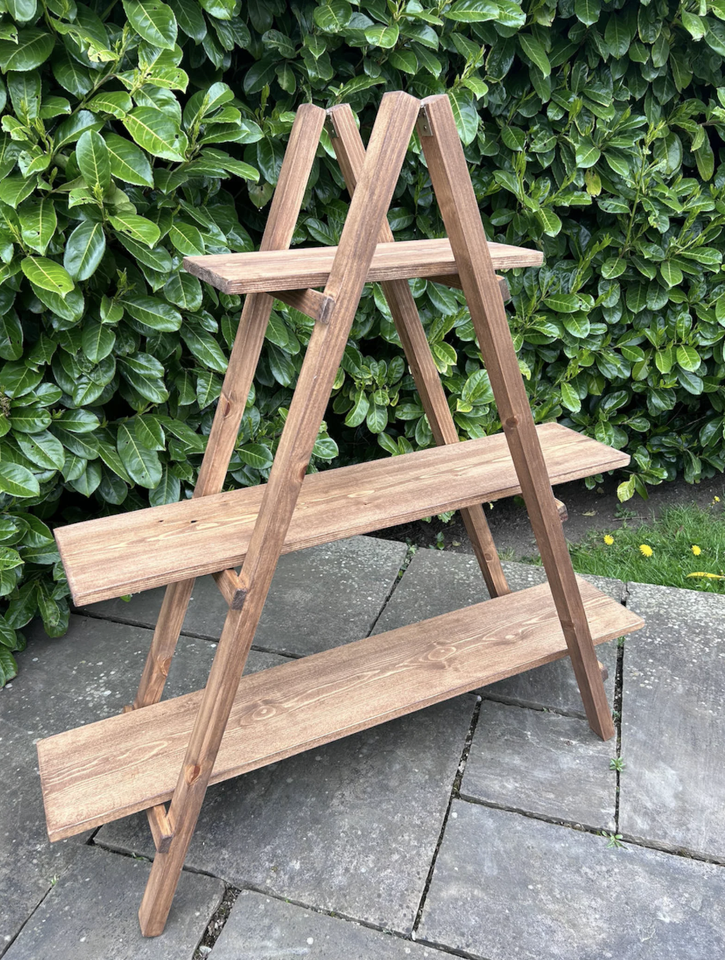 Wooden Tier Ladder Shelf Unit Storage Folding Bookcase Plant Display ...