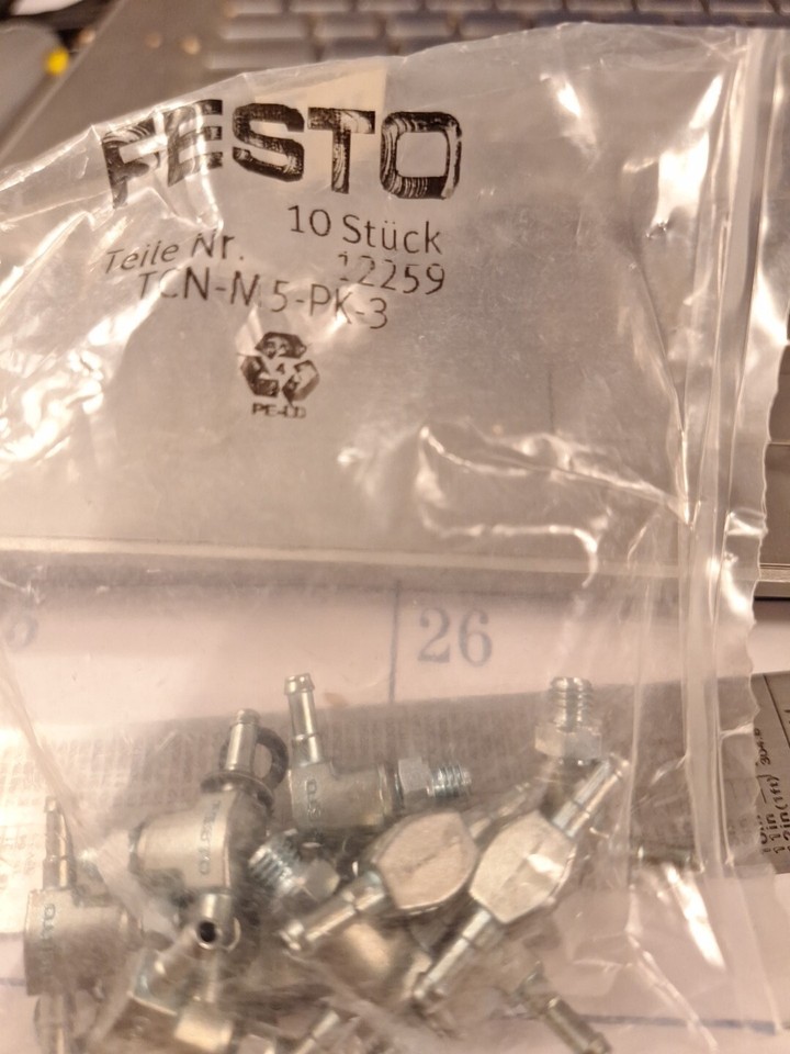 10PCS FESTO Pneumatic L-barb connector TCN-M5-PK-3 12259 | eBay