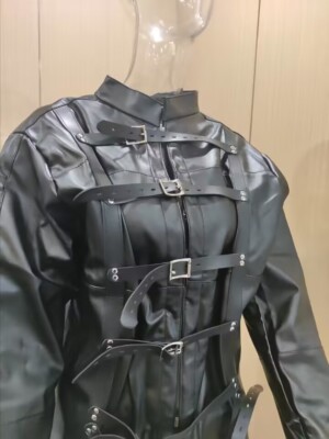 BLACK/WHITE Women Body Harness Jacket Bondage Asylum Straight Costume ...