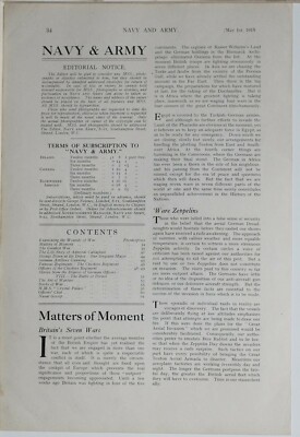 1915 WW1 PRINT NAVY & ARMY ARTICLE EDITORIAL BRITISH EMPIRE | eBay UK