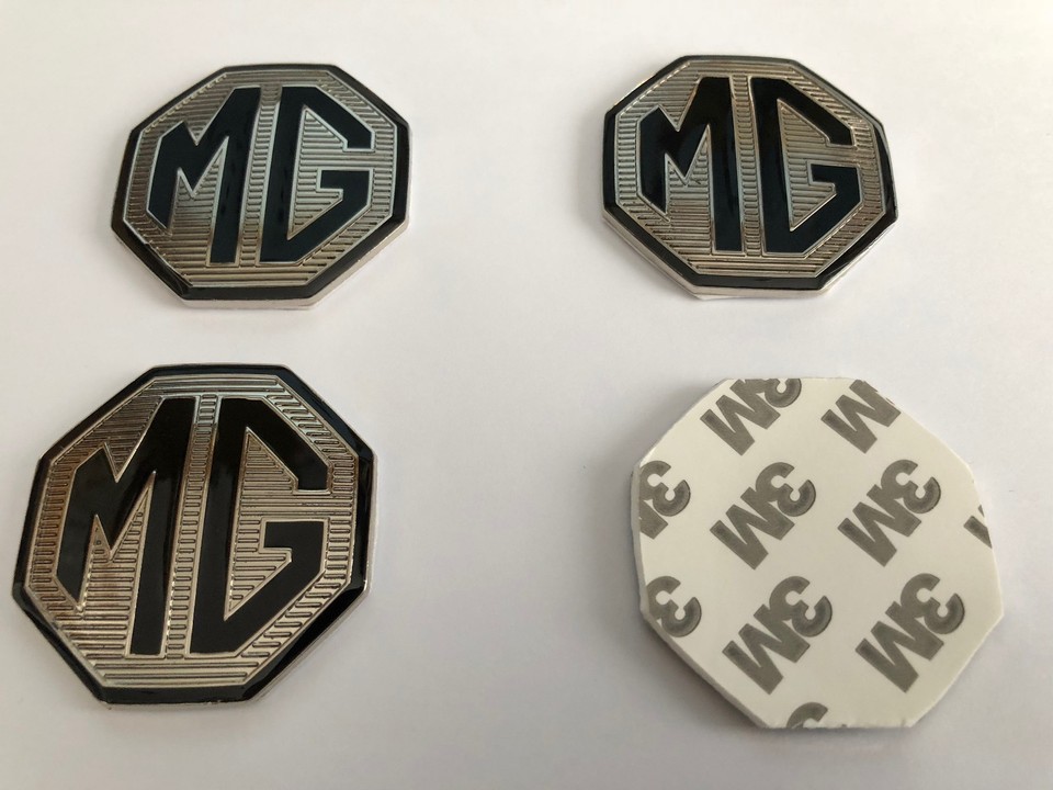 MGF MG TF LE500 Alloy Wheel Hub Cap Centre Badges Black & Silver 45mm ...