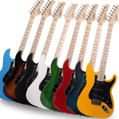 Glarry GST Electric Guitar 3-Pickup with Black Pickguard Full ...