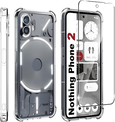 For Nothing Phone 2 Case, Slim Clear Gel Phone Cover & Glass Screen ...