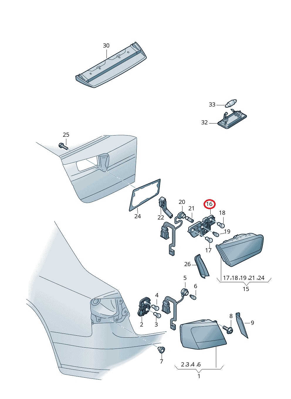 Genuine Audi A6 Avant 11-17 Right Inner Boot Lid Bulb Holder Carrier ...
