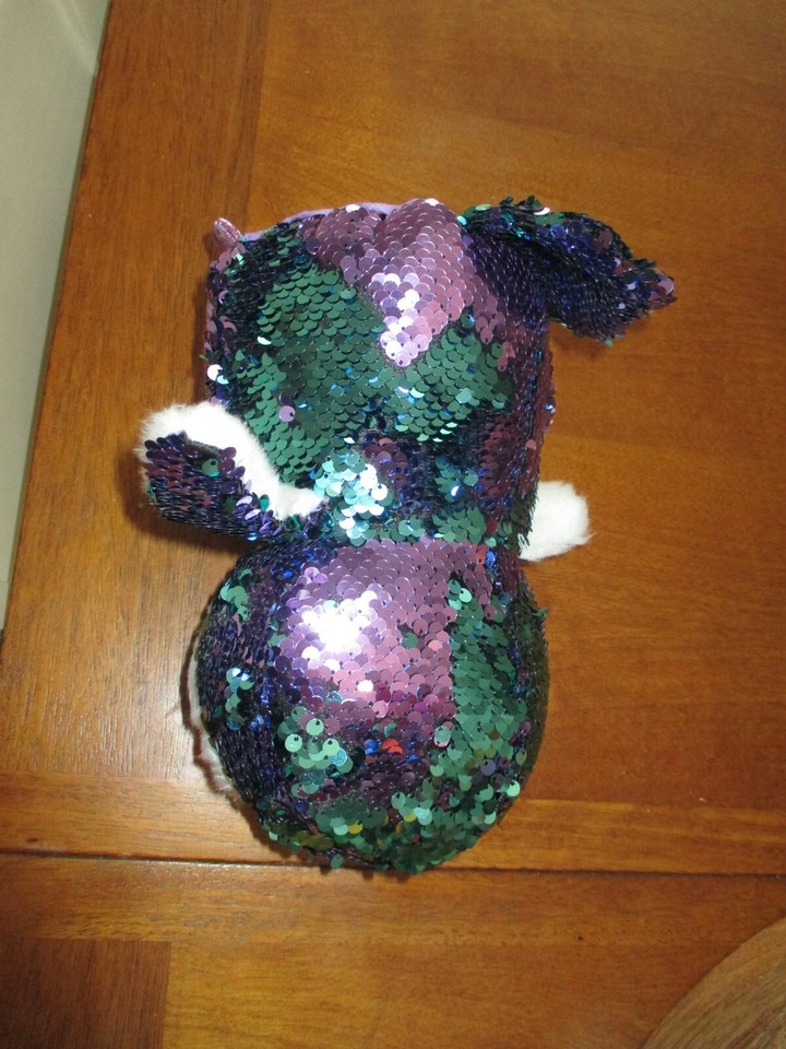 Ty Flippables Moonlight Violet Teal Sequined Owl 9” Beanie Boo nwt new ...