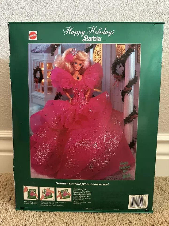 Vintage NRFB 1990 Barbie Happy Holidays Special Edition Doll Minor Box ...