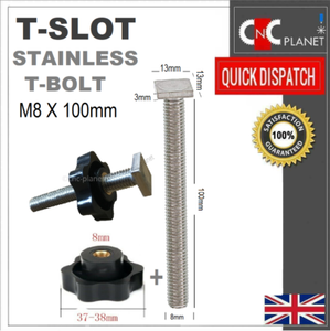 T Slot M8 x 100mm T Bolt Thumb Knob Mitre T Slot Track Thin head ...