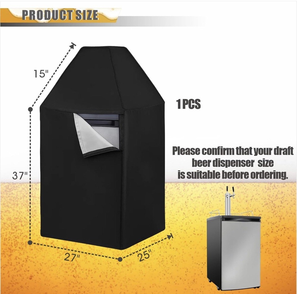Kegerator Cover for Outdoor Beer Keg Dispenser Double Triple Tap Draft ...