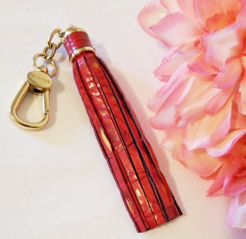 BRAHMIN TASSEL RED With GOLD TONES MELBOURNE Genuine LEATHER KEY FOB | eBay