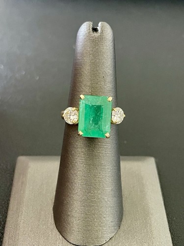 14k Yellow Gold 4.20ct Emerald and 88pt Diamond Ring (L67) | eBay