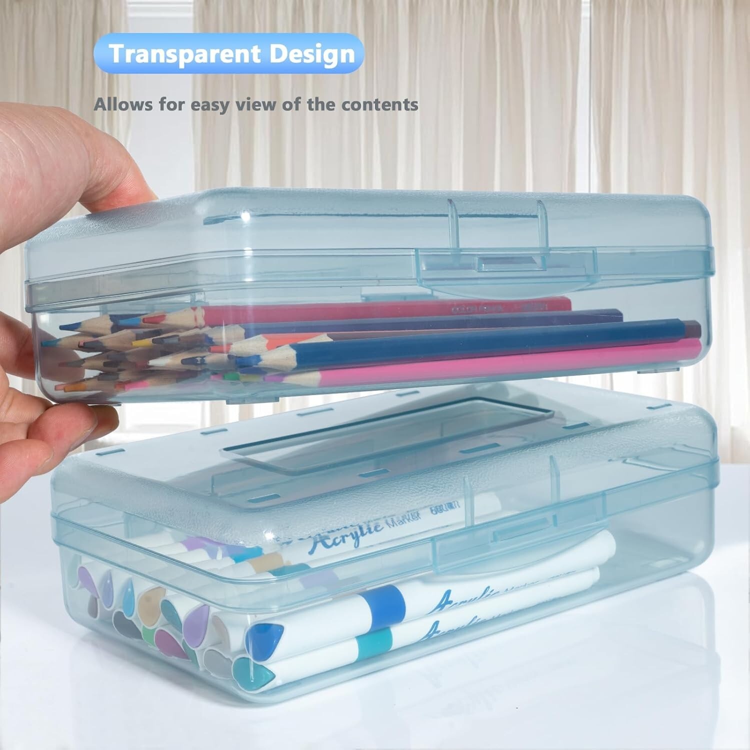 Large Capacity Pencil Case Plastic Pencil Box Kids Girl/Boy Hard Crayon ...