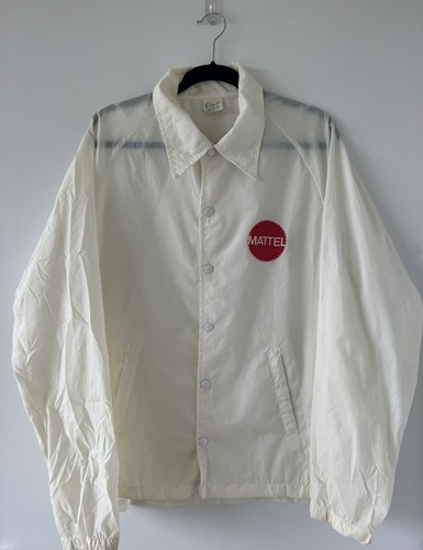 VINTAGE 90s Mattel Logo Nylon Retro Wind Jacket - White / Large ...