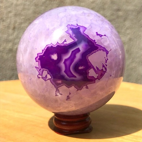 420G Rare Purple Agate Geode Quartz Ball Crystal Sphere Mineral ...