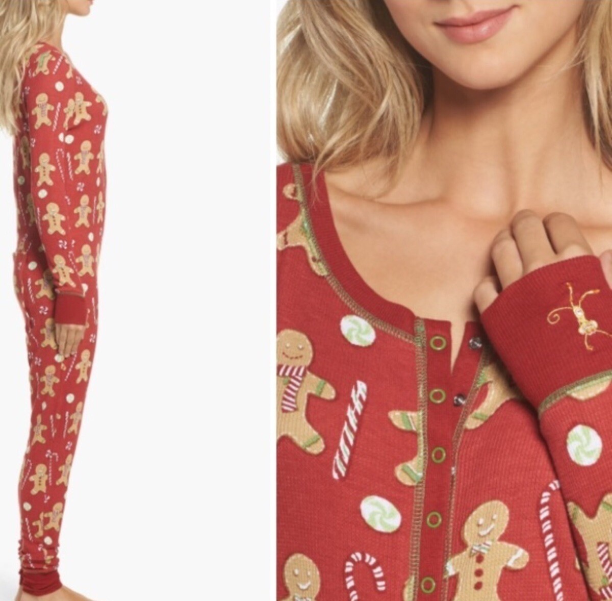 Munki Munki Thermal Gingerbread Man One Piece Union Suit Holiday ...