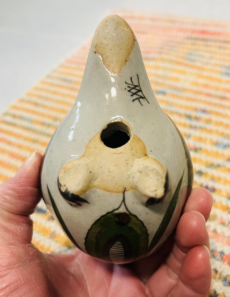Vintage Porcelain Tropical Bird Folk Art Unique Pattern Green | eBay