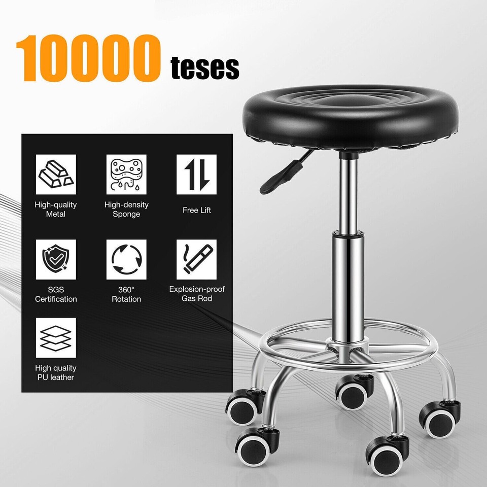Swivel Adjustable Height Stool Black 360° Chair Office Round Desk PC ...