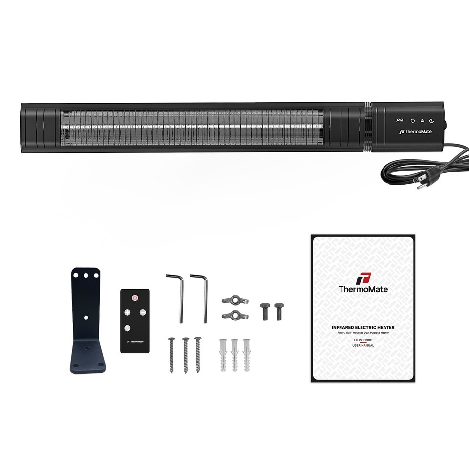 Electric Infared Patio Heater 1500W IP65 Waterproof 9 Heating Levels ...