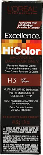 L'oreal Excellence HiColor for Dark Hair H3 Soft Brown 1.74oz / 49.29g ...
