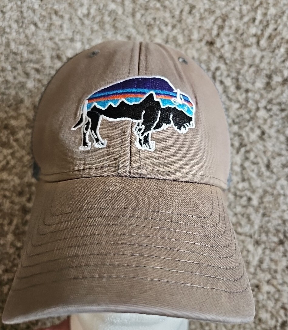 Patagonia SnapBack Mesh Hat Baseball Cap Adjustable Bison Buffalo Logo ...