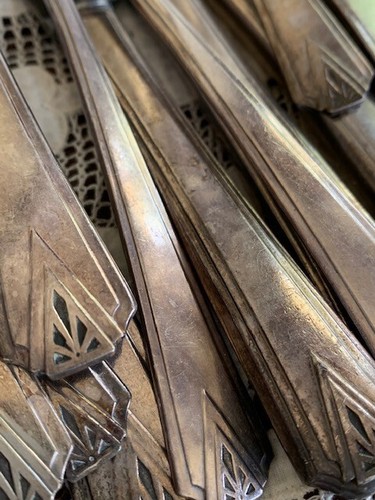 14 Silverplate DEAUVILLE ART DECO Community Plate Spoons Forks Knife ...