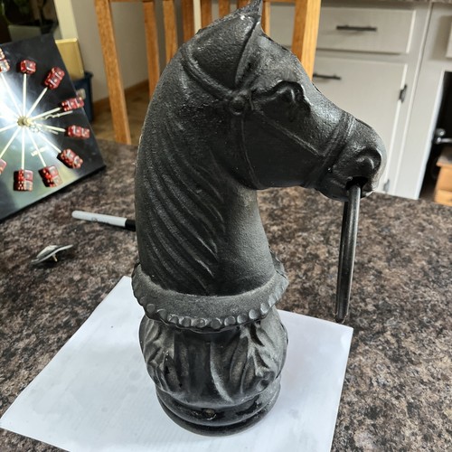 Antique 13 in Cast Iron Decorative Iron Horse Head Hitching Post Top | eBay