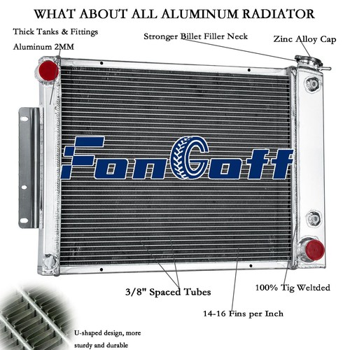 3 Row Aluminum Radiator fit 1967-1969 Chevrolet Camaro/Pontiac Firebird ...