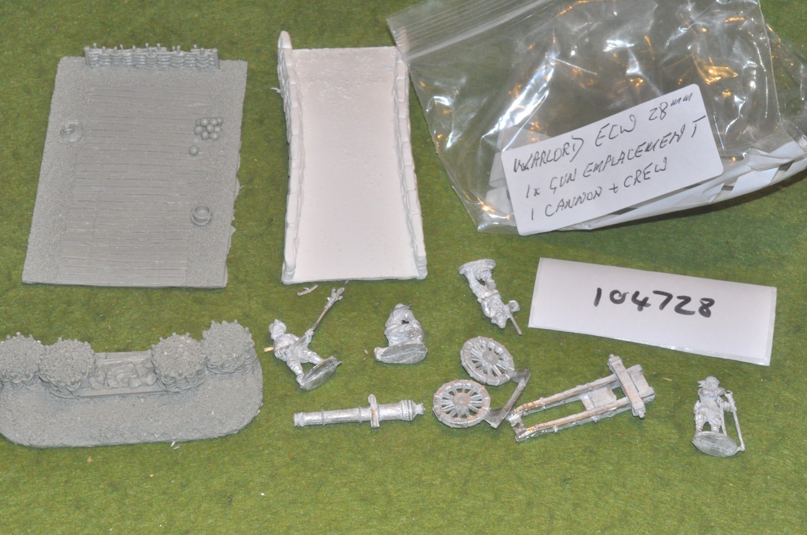 28mm ECW / castings - gun emplacement cannon & crew & bridge warlord ...