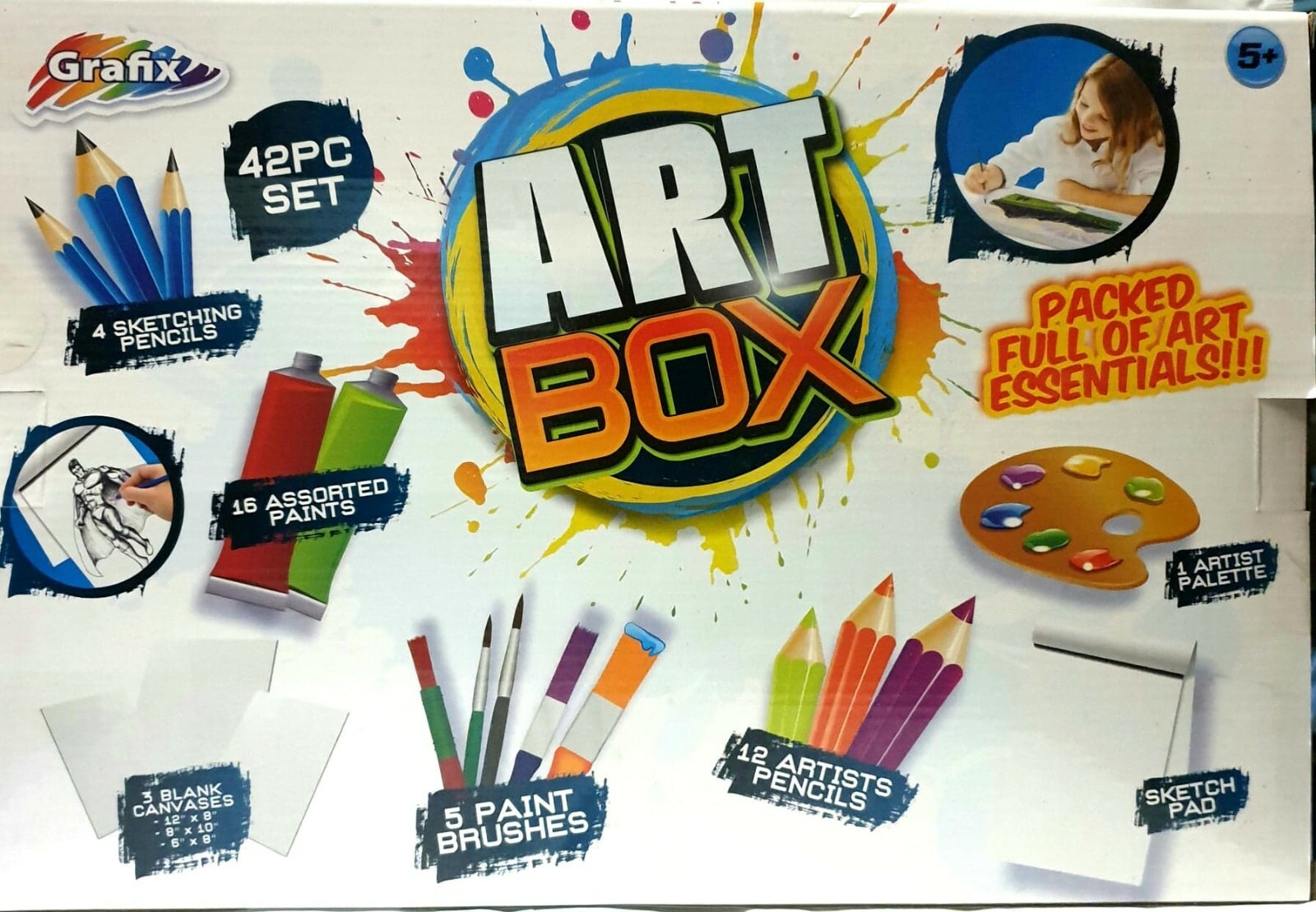Grafix Mega Art Box 42pc Set Art Essentials Drawing Painting Stencils ...