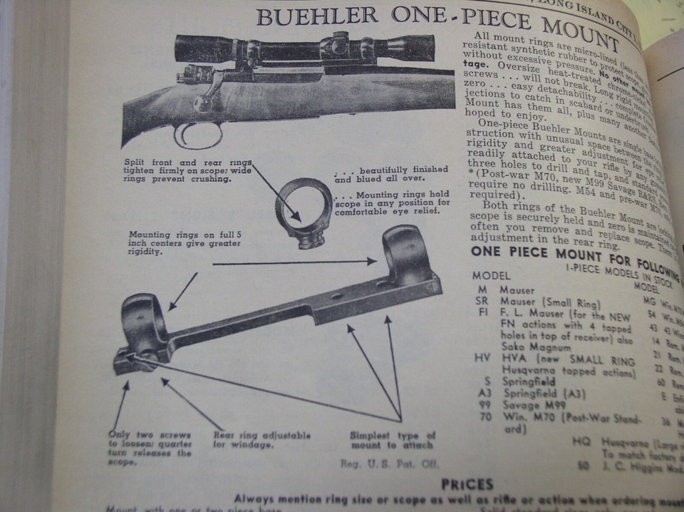 BUEHLER scope base & 1" ring set for 1st model SAKO made BROWNING bolt ...