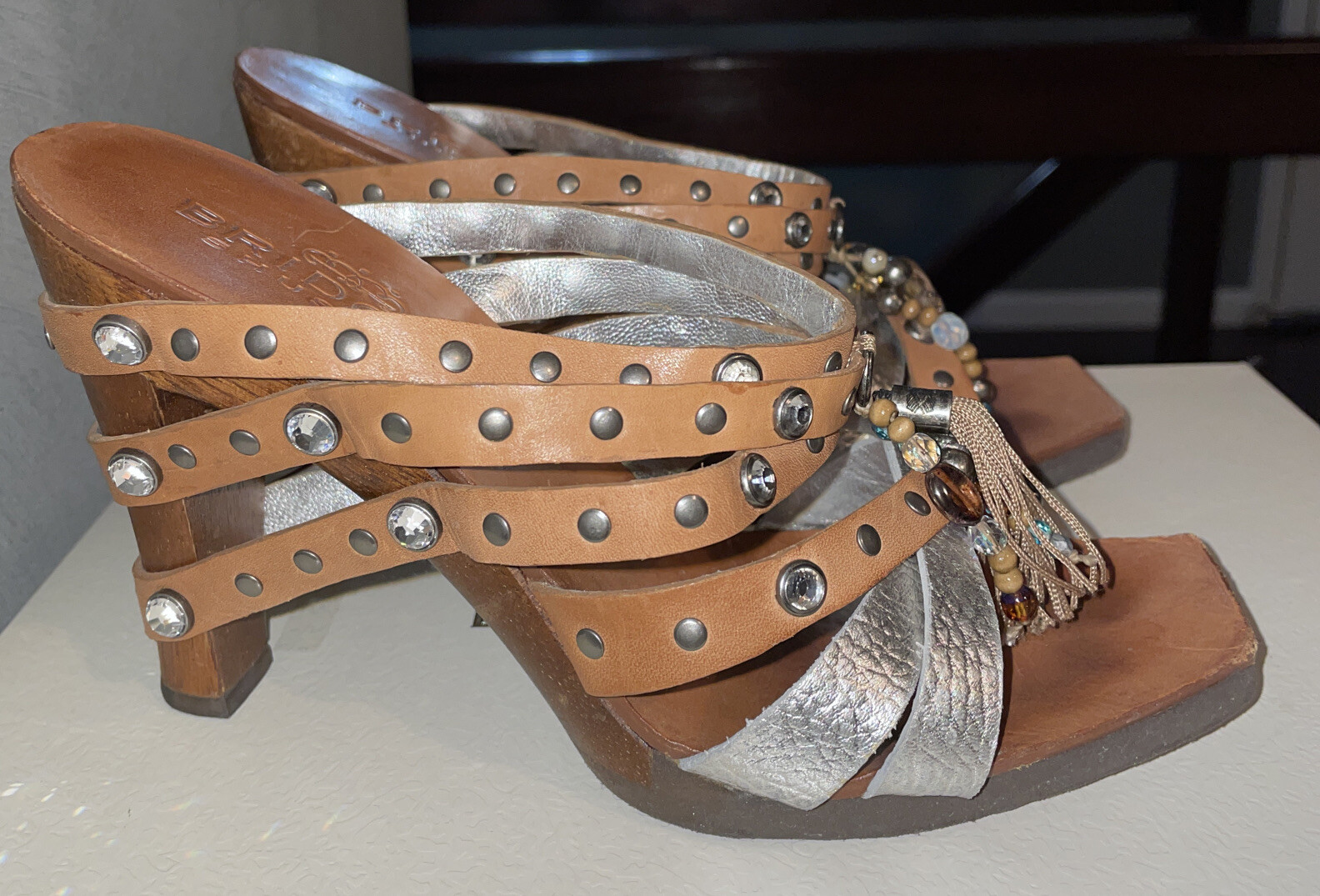 Bridget Shuster Strappy Heels Beaded Studded Sandals Women's Sz 6 | eBay