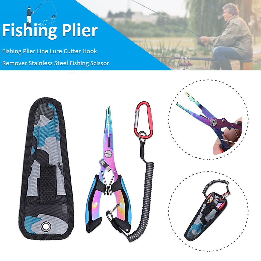 Fishing Plier Line Lure Cutter Hook Remover Fishing Scissor (Blue Black ...