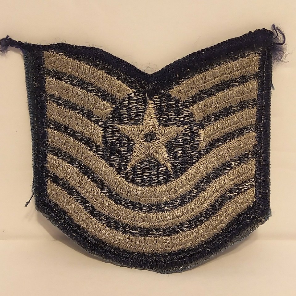Vtg 1976-93 USAF Master Sergeant 2 7/8" Blue Chevron Rank E-7 Air Force ...
