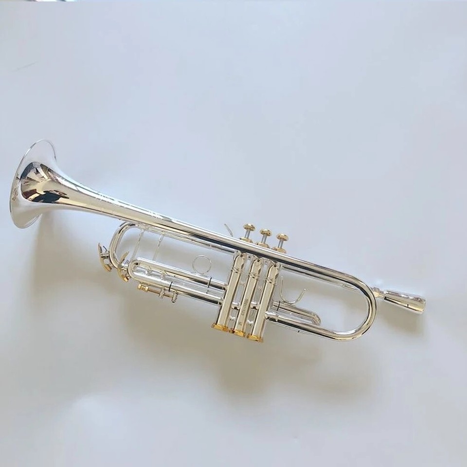 Nickel-plated Silver Trumpet Flat B-flat Integrated Trumpet Carved ...