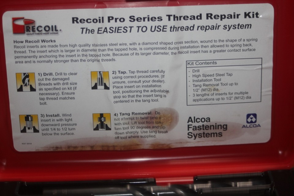 Recoil 33076 7/16-14 UNC SS Master Thread Repair Kit Helicoil by Alcoa ...