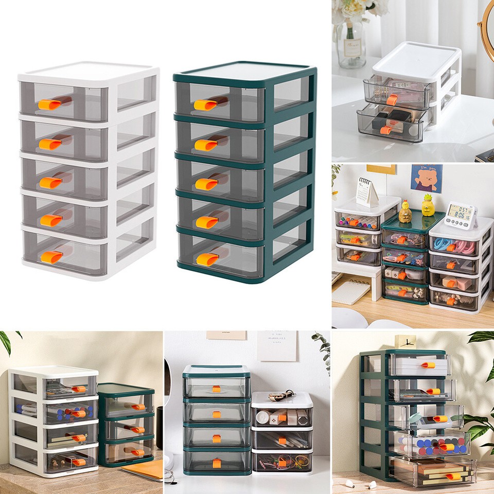 3/4/5 Tier Drawer Plastic Storage Tower Chest Bedroom Home Office ...
