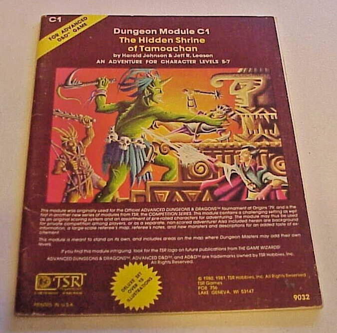 THE HIDDEN SHRINE OF TAMOACHAN DUNGEON MODULE C1 TSR 1981 FOR ADVANCED ...