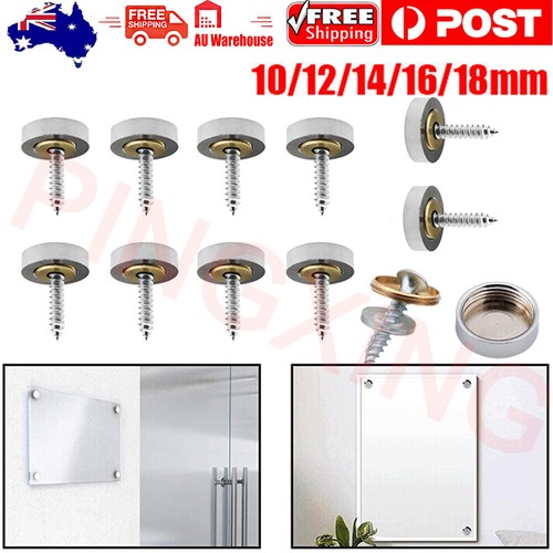 12Set 10mm-18mm Stainless Steel Mirror Screws Nail Cap Decor DIY Glass ...