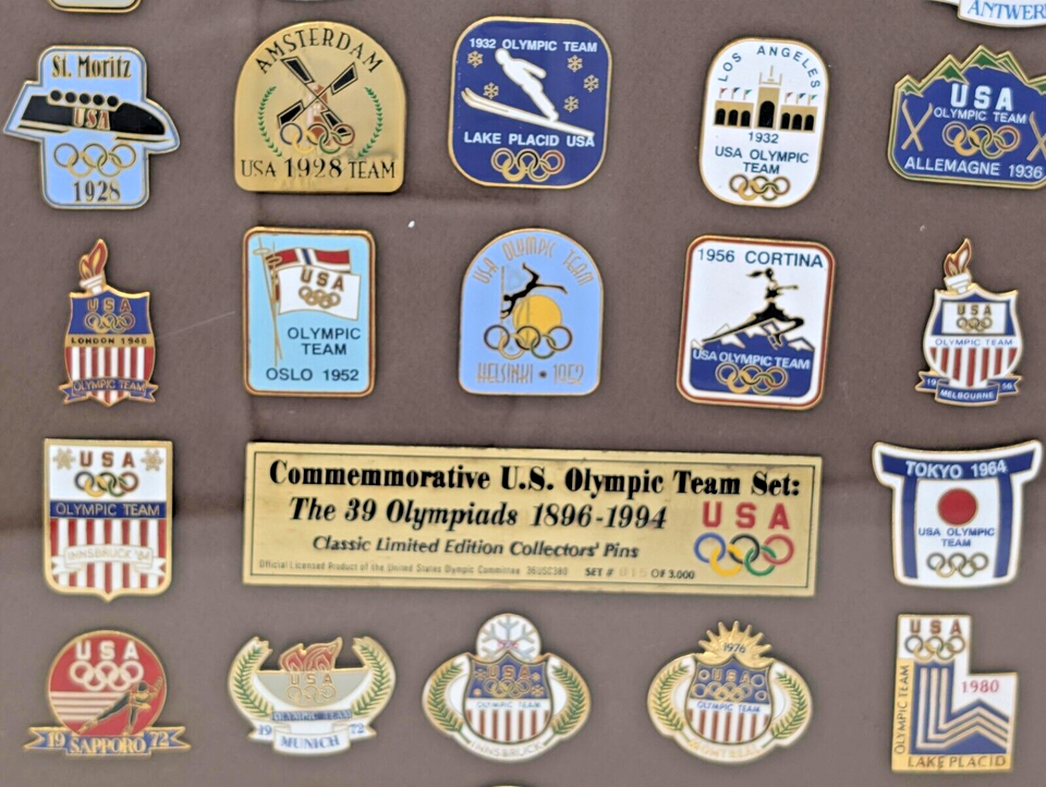 🌟 1996 Atlanta Olympics USA Team Pin Set Framed Commemorative Vintage ...