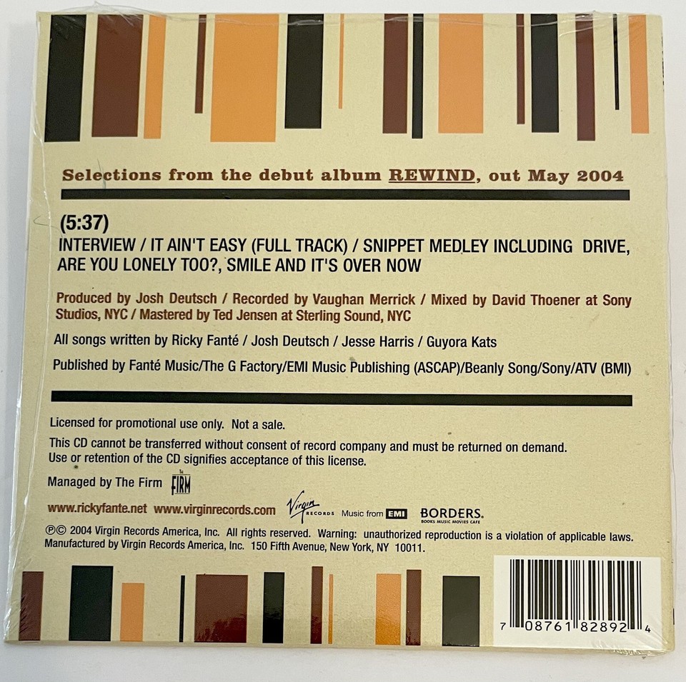 Ricky Fante, Selections From Rewind, Single, Promo, CD, 2004 | eBay