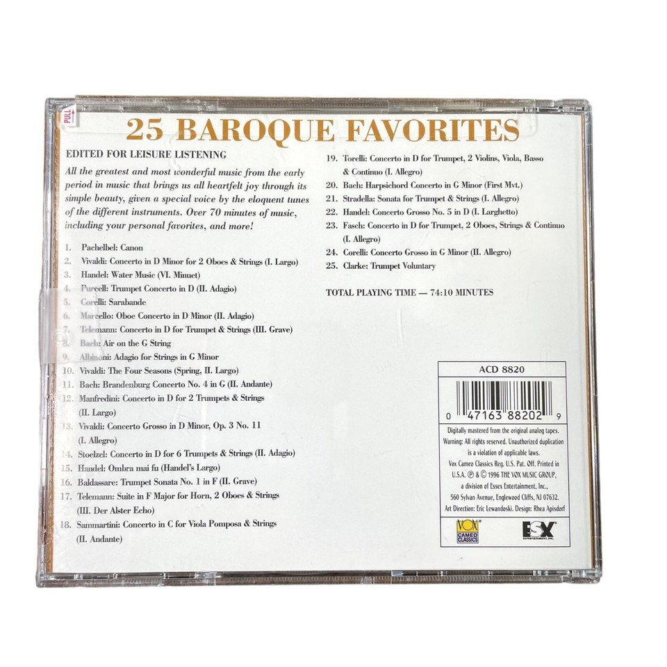 Vintage Baroque Favorites Classical Audio Music CD 1996 u 25 Tracks ...