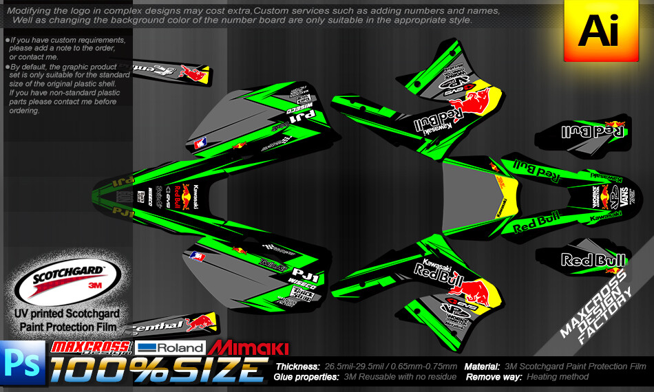 KAWASAKI KX250F KX450F 2006 - 2008 MAXCROSS GRAPHICS STICKER DECAL FULL ...