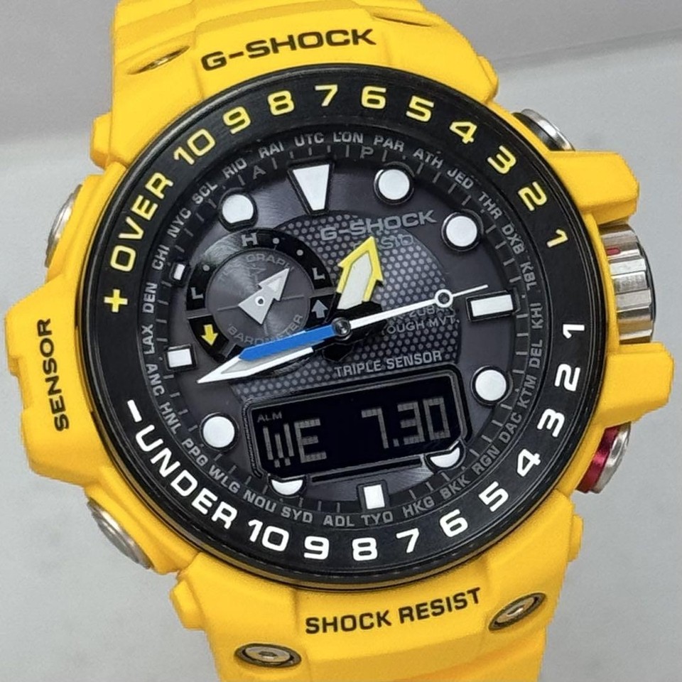 Casio G Shock GWN 1000B Gulfmaster Yellow Solar Atomic Triple Sensor ...