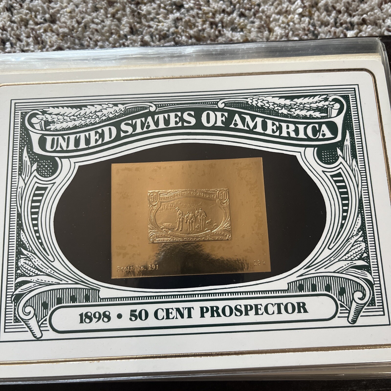 23 Karat Gold Proof Collection US Stamp Classics 33 Stamps W/COA 3.7g ...