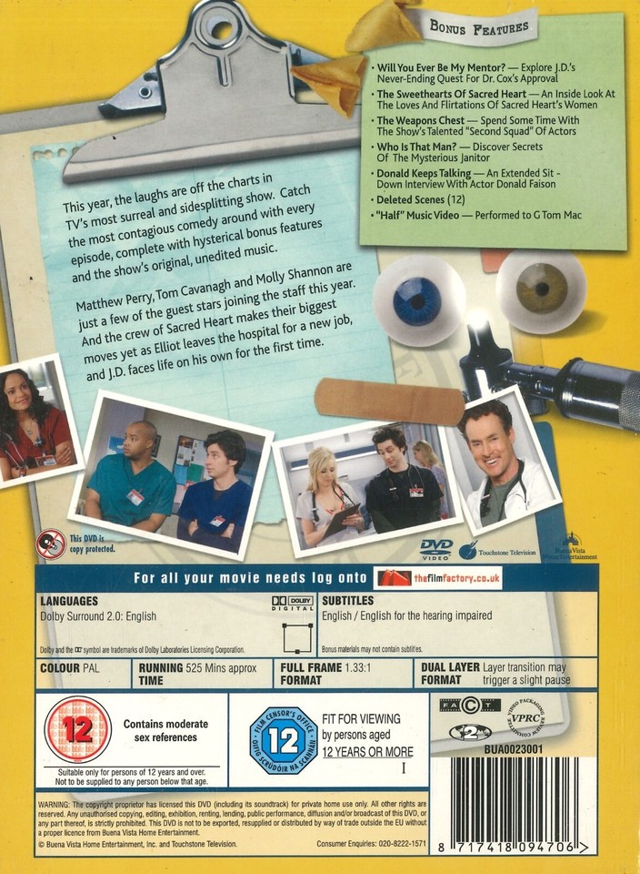 Scrubs: Series 4 (2004) DVD, Zach Braff, Donald Faison, Sarah Chalke ...