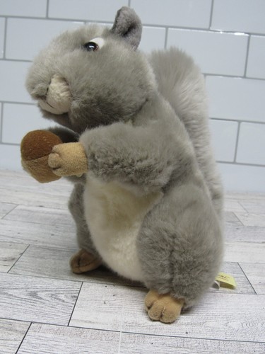 Miyoni Aurora Gray Squirrel Plush Hold Acorn Nut 8" Realistic Stuffed ...