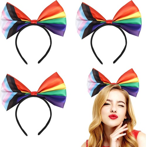 Gukasxi LGBTQ Gay Pride Accessories, 4Pcs Rainbow Bow Headband, Pride ...
